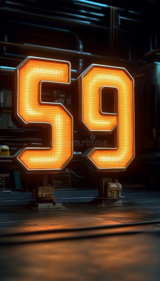 Glowing Futuristic Digital Number 59 a Striking Visual for Technology ...
