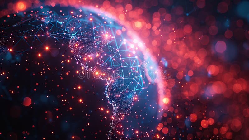 A Glowing, Futuristic Digital Rendering of the Earth with Connected ...