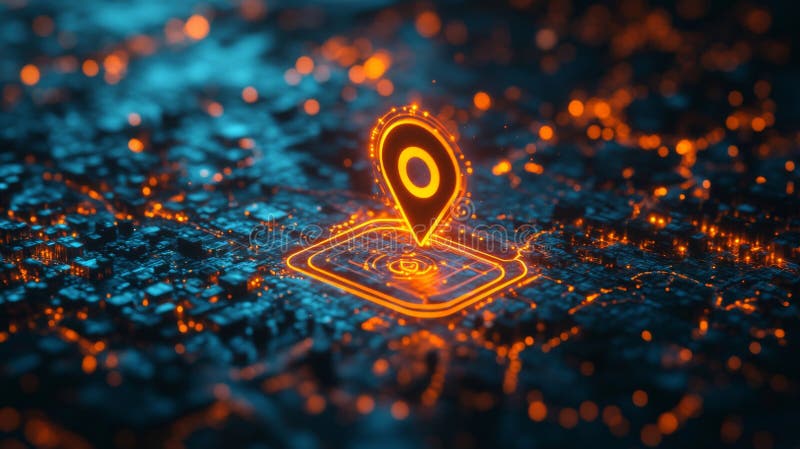 A Glowing Futuristic GPS Location Icon on a Digital Map, Representing ...