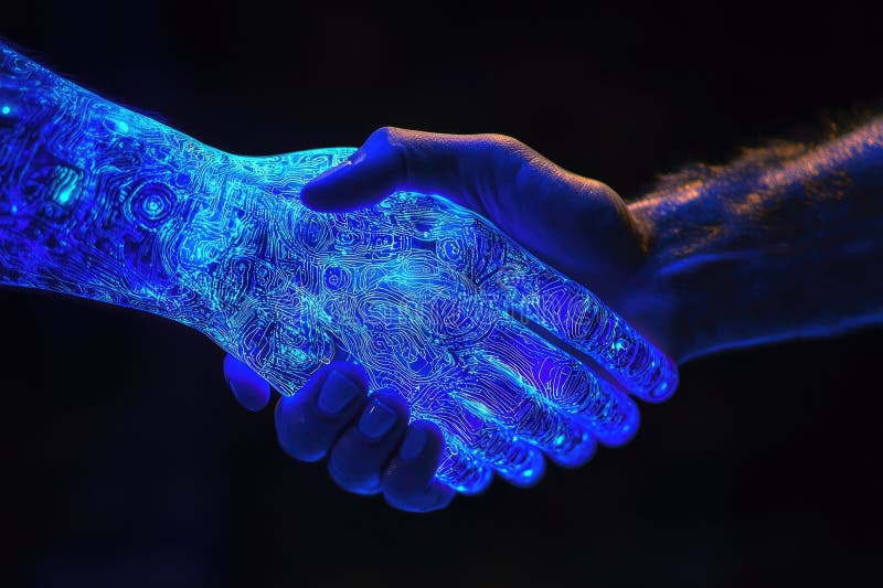 AI Handshake stock illustration. Illustration of integration - 385875249