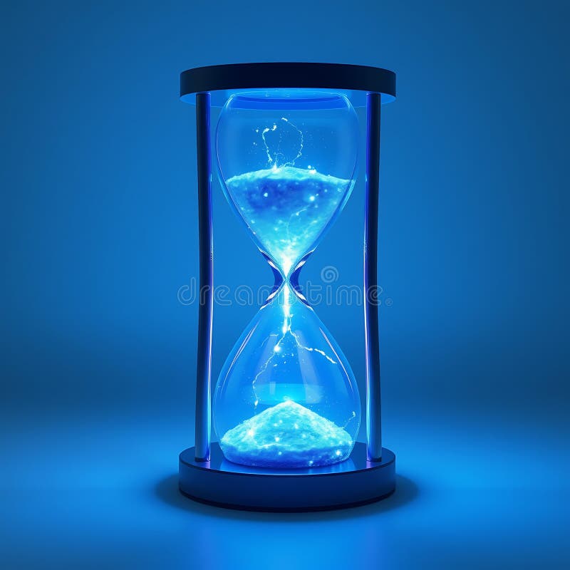 A Glowing Futuristic Hourglass with Blue Energy Inside Stock ...