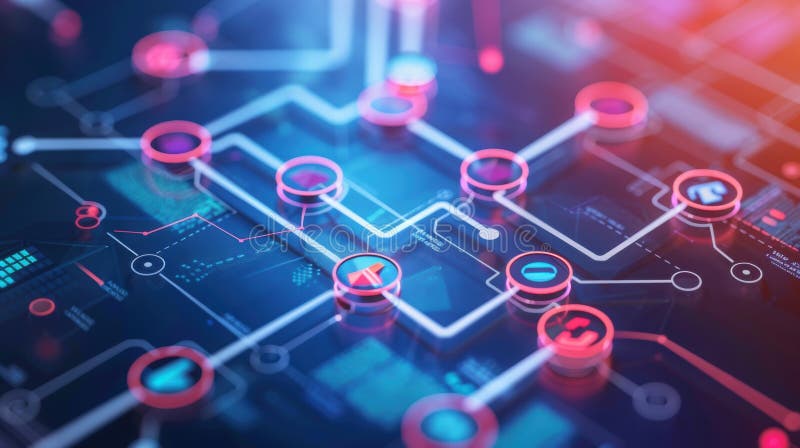 A Glowing Futuristic Interface Depicting a Digital Network with ...