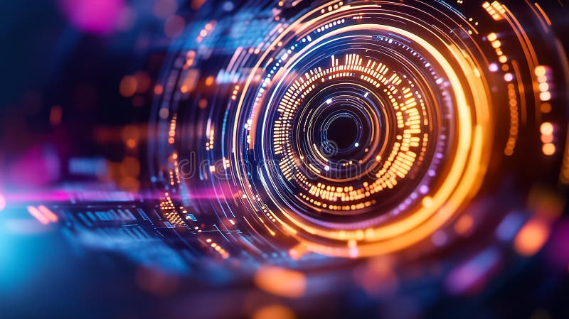 A Glowing, Futuristic Interface Displays Intricate Patterns and Lights ...