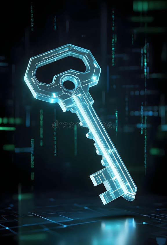 A Glowing, Futuristic Key with Circuit-like Patterns and a Hooded ...