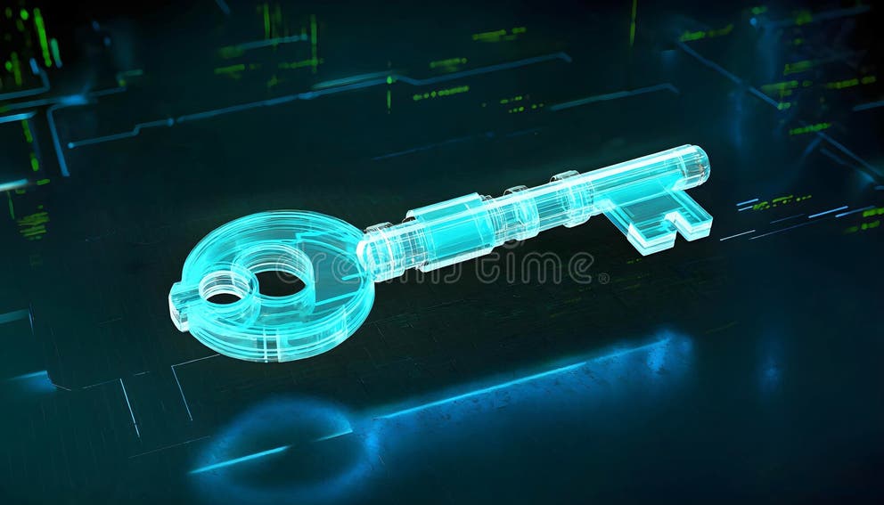 A Glowing, Futuristic Key with Circuit-like Patterns and a Hooded ...