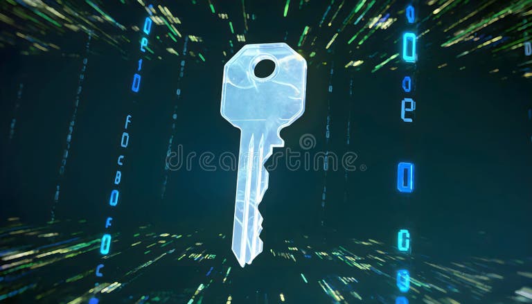 A Glowing, Futuristic Key with Circuit-like Patterns and a Hooded ...