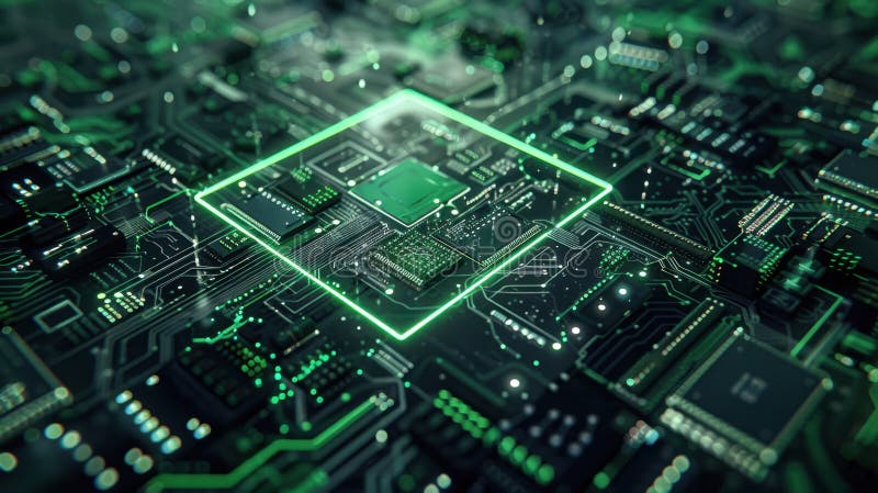 The Glowing Futuristic Microchip. AI Generated Stock Photo - Image of ...