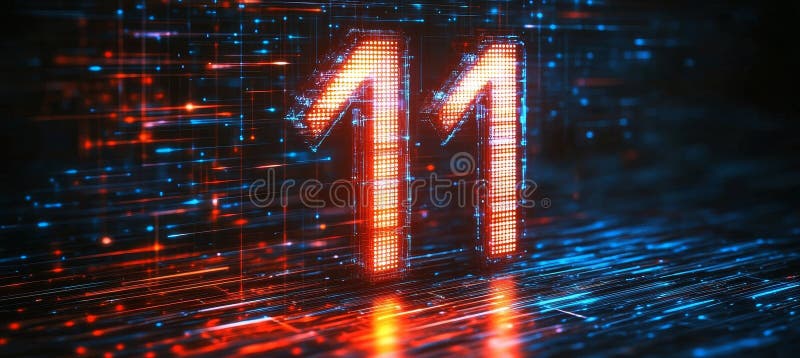 Glowing Futuristic Number Eleven, Digital Art, Technology Concept ...
