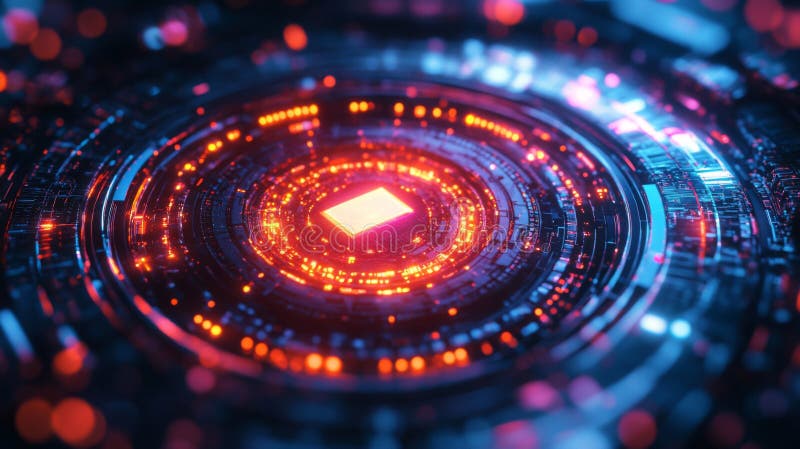 Glowing Futuristic Technology Interface with Circuit Board and Energy ...