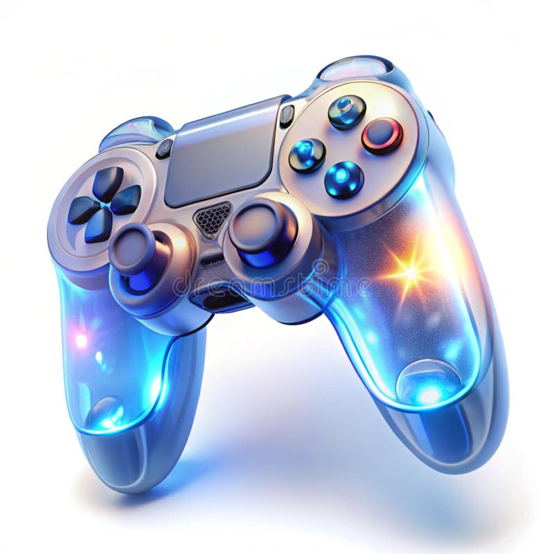 Floating Glowing Game Controller with Glowing Buttons Stock ...