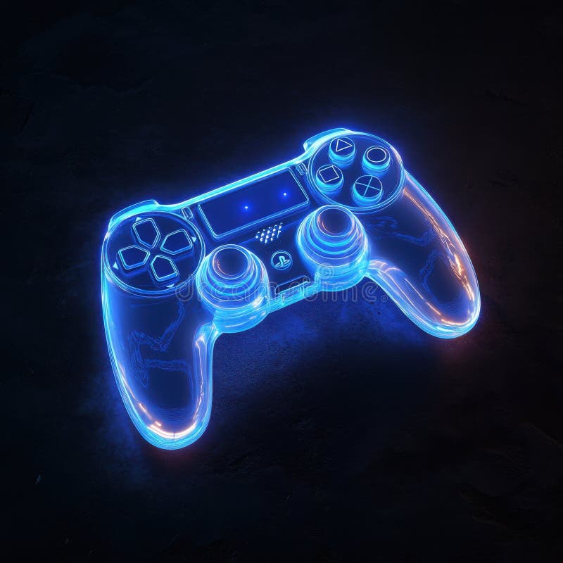 A Glowing Game Controller with a Futuristic Design, Placed on a Dark ...