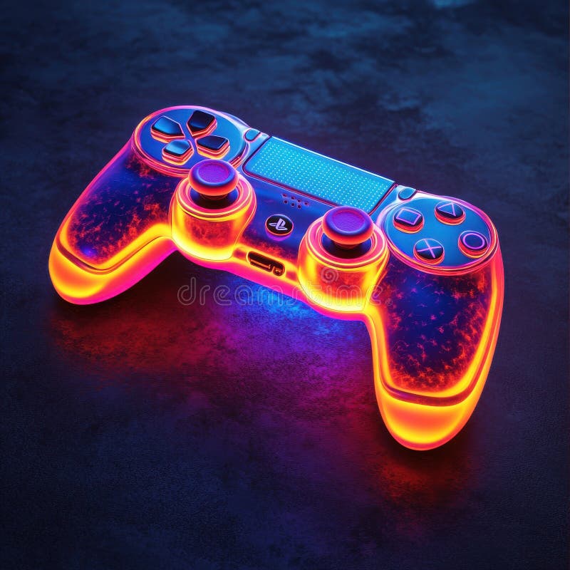 A Glowing Game Controller with a Futuristic Design, Placed on a Dark ...