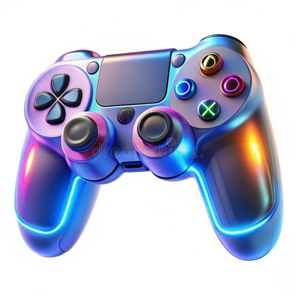 Glowing Gaming Console Controller with Animated Buttons Stock ...