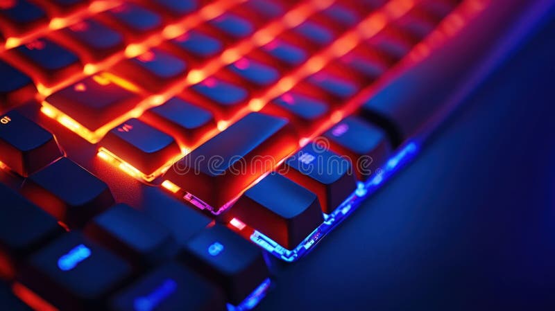 Glowing Gaming Keyboard stock illustration. Illustration of modern ...