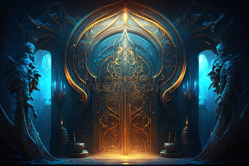 Glowing Gate of Magical Ancient Civilization Generative AI Stock ...