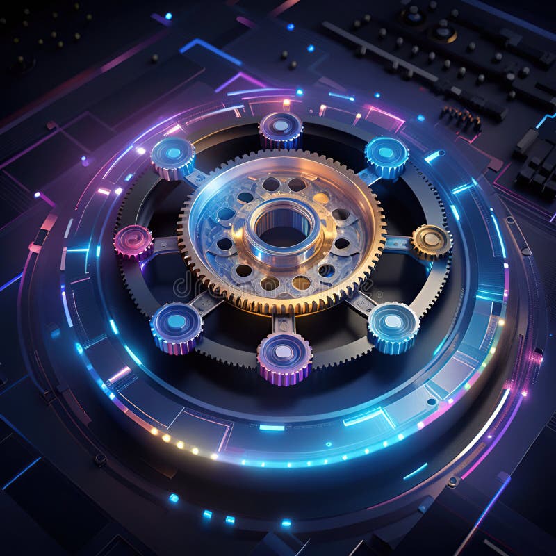 Glowing Gear Wheels Abstract Background Stock Illustration ...