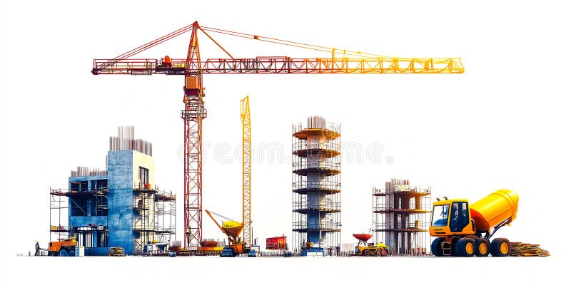 Glowing Geometric Construction Site Showcasing Modern Architecture and ...