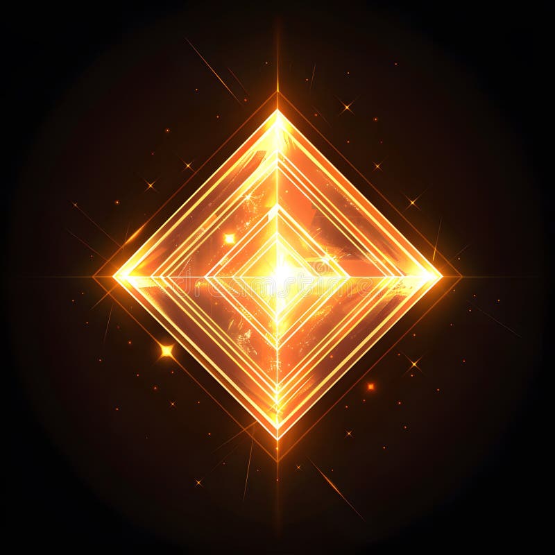 Glowing Geometric Diamond Shape with Light Effects on Dark Background ...