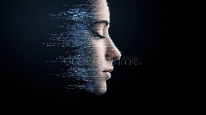 Glowing Geometric Lines: Abstract Representation of AI Digital Identity ...