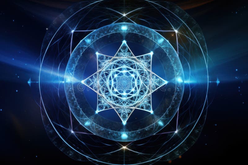 Glowing Geometric Patterns in Space with Interlocking Stars and Circles ...