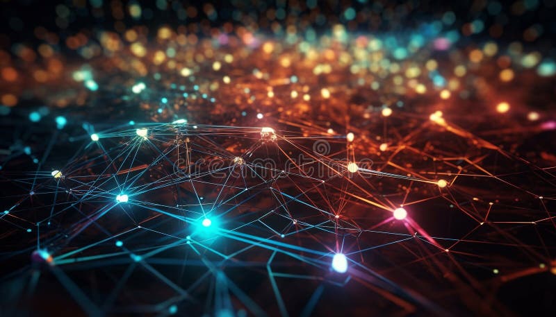 Glowing Geometric Shapes Illuminate Futuristic Computer Network ...