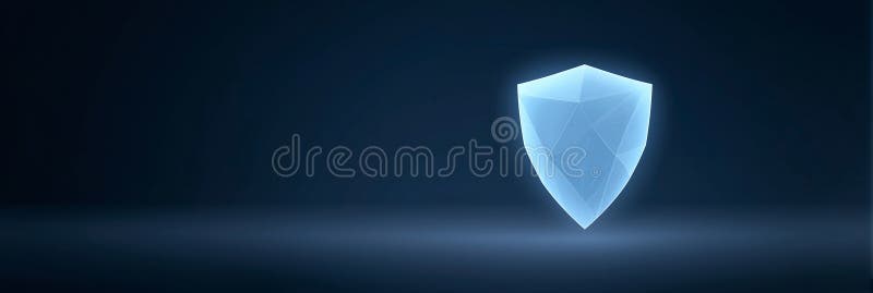 Glowing Geometric Shield Design on Dark Background Representing ...