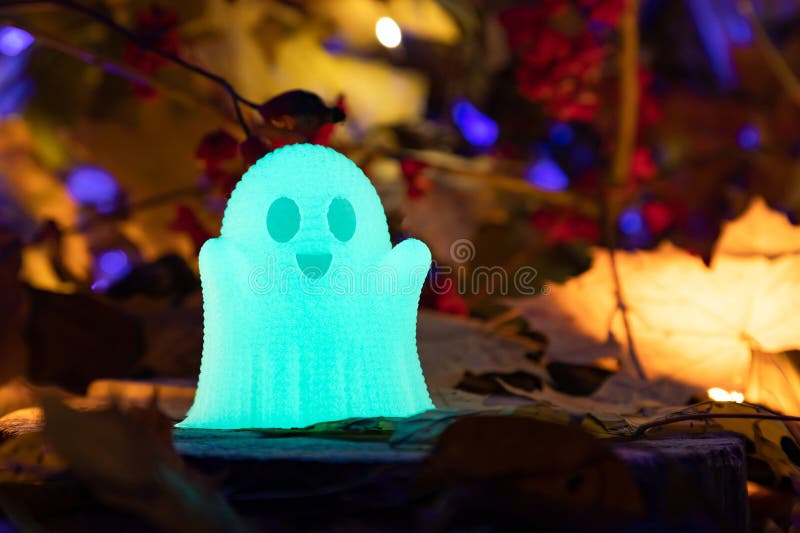 Glowing Ghost in the Fall Foliage, Halloween Stock Image - Image of ...