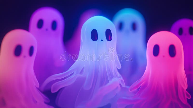 Glowing Ghost Figures in Neon Colors, Macro Shot Generative AI Stock ...