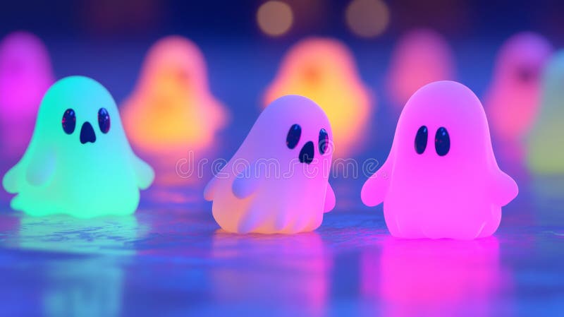 Glowing Ghost Figures in Neon Colors, Macro Shot Generative AI Stock ...