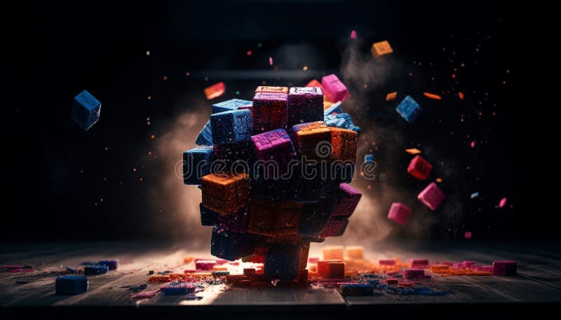 Glowing Gift Box Exploding into Multi Colored Celebration Generated by ...