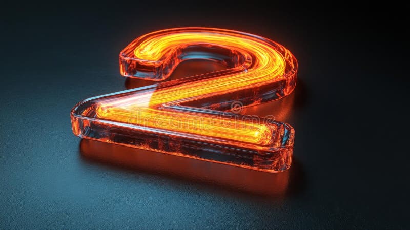Glowing Glass Number 2 with a Neon Effect Stock Illustration ...