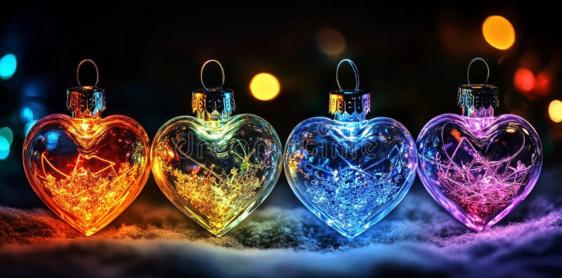 Glowing Glass Objects in Various Colors, Set in a Gradient Design on a ...