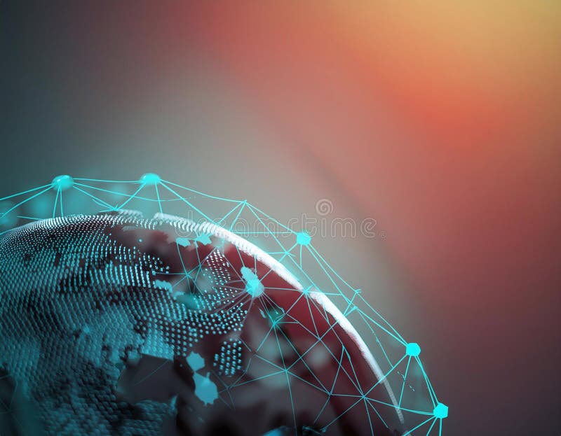 Glowing Globe with Digital Network Overlay Stock Illustration ...