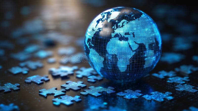 Glowing Globe Displaying a World Map Pattern Set Against a Dark ...