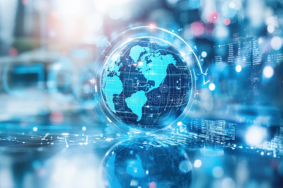 A Glowing Digital Globe with Data Overlay Representing Global ...