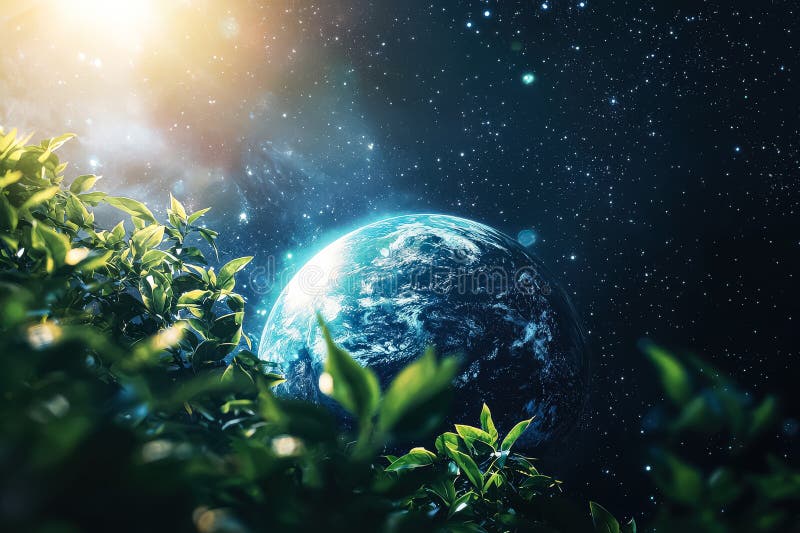 Glowing Globe of the Earth is Surrounded by a Forest of Trees Stock ...