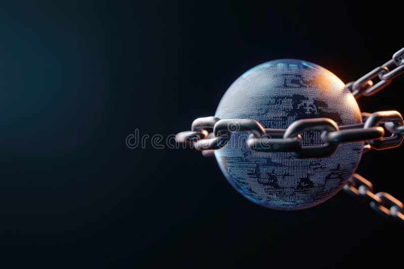 A Glowing Globe Encircled by Chains Represents the Concept of Global ...