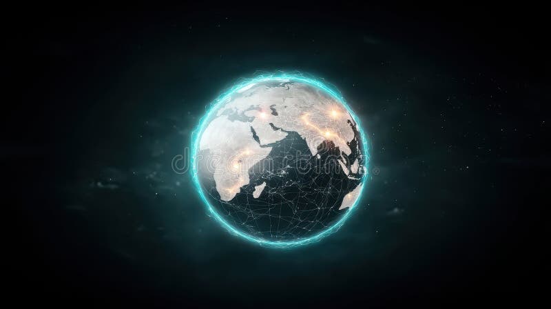 Glowing Globe with Network Connections and Hotspots Stock Illustration ...