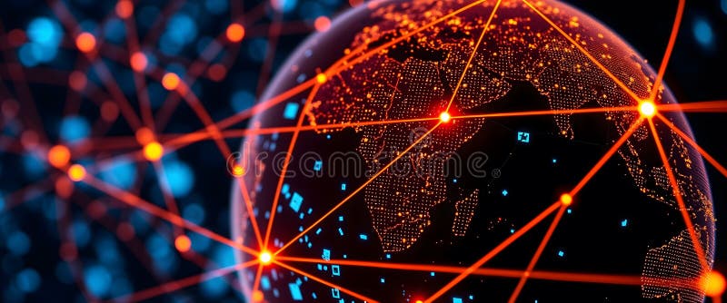 Glowing Globe with Network Connections Symbolizing Global Digital ...