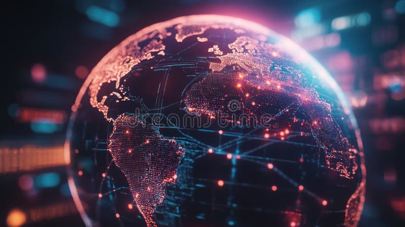 A Glowing Globe with a Network of Lines Connecting it Stock Photo ...