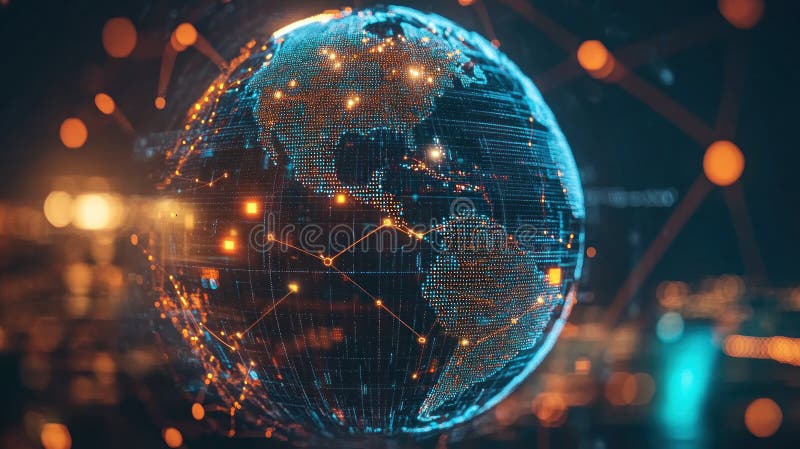 A Glowing Globe with a Network of Lines Connecting it Stock Image ...