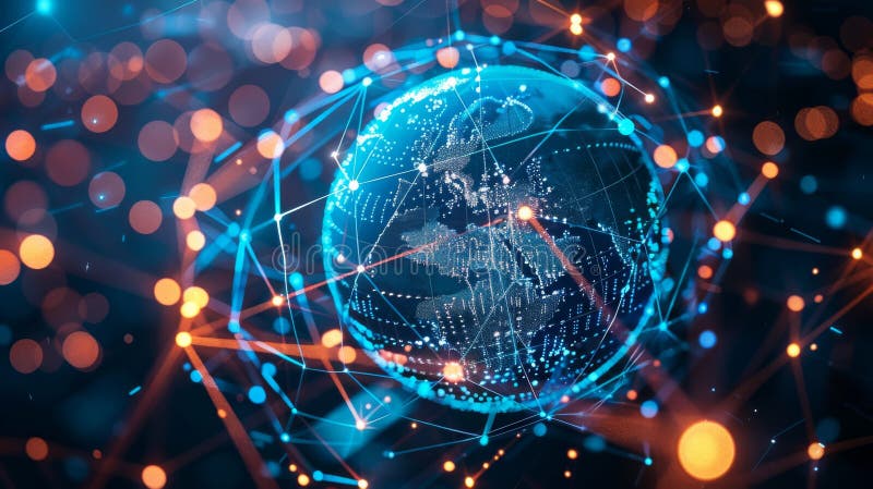 Glowing Digital Globe Representing Interconnected World Technology ...