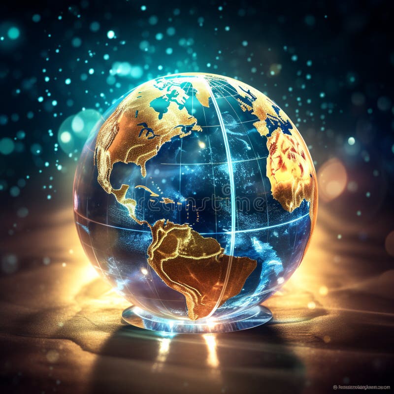 Glowing Globe with Orbiting Cryptocurrency Symbols on a Galaxy-themed ...