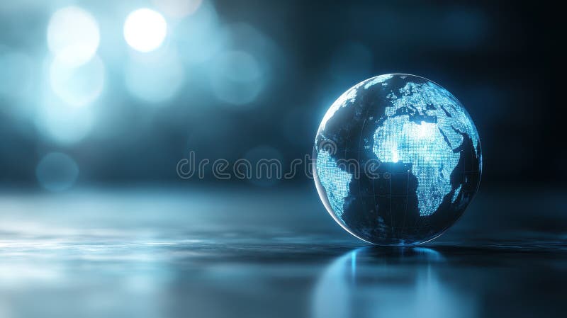 Glowing Globe Representing Earth, Illuminated with Digital Patterns ...