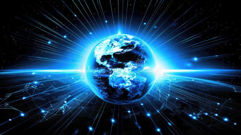 Glowing Globe Representing Internet Networks and Immersive Technology ...