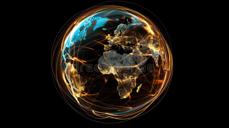 Glowing Globe Representing Internet Networks and Immersive Technology ...