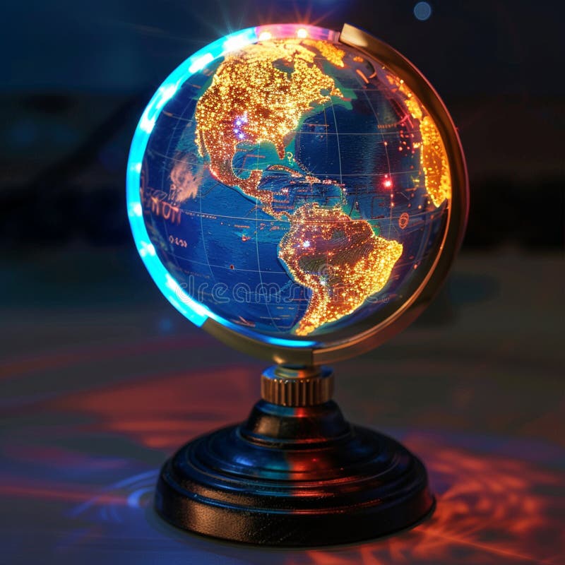 A Glowing Globe Sitting on the Table Stock Illustration - Illustration ...