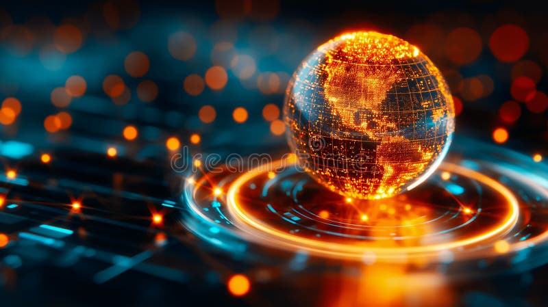 Glowing Globe on a Sparkling Surface Serves As a Symbol of Global ...