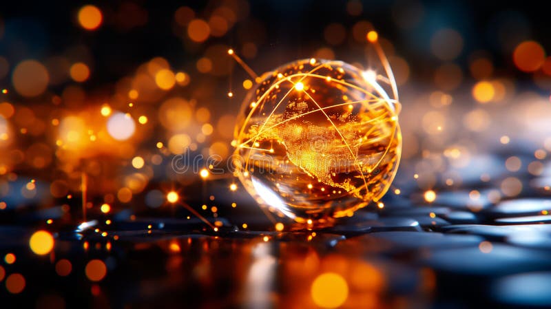 Glowing Globe on a Sparkling Surface Serves As a Symbol of Global ...