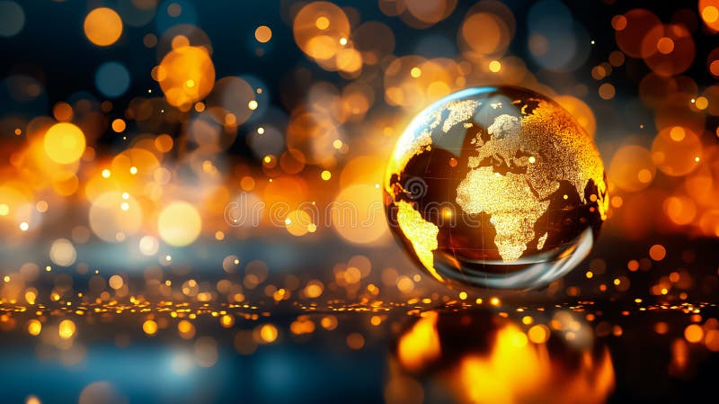 Glowing Globe on a Sparkling Surface Serves As a Symbol of Global ...